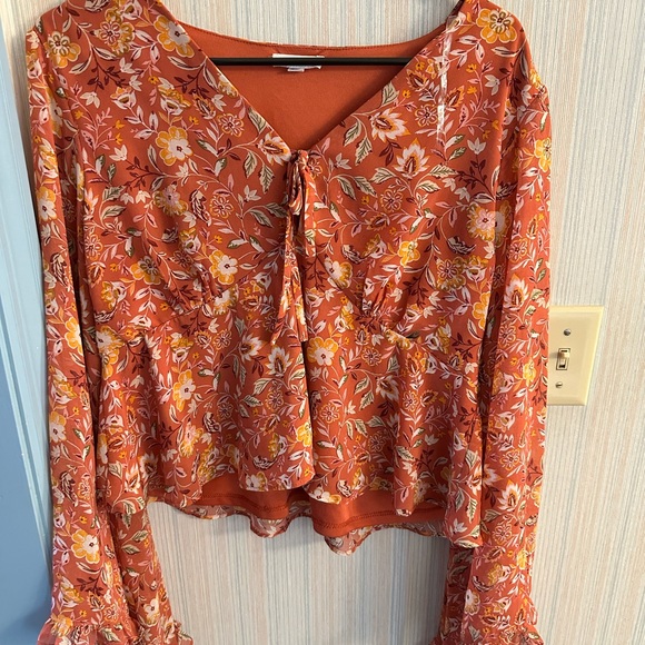 Lily Star | Tops | Floral Orange Womens Top | Poshmark
